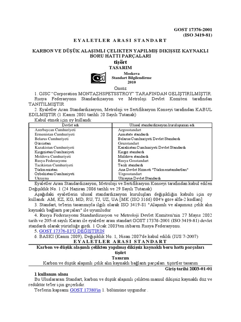 Gost 17376-2001 Dikişsiz Kaynakli Boru Hatti Parçalari | PDF Gost 17376-2001 Dikişsiz Kaynakli Boru Hatti Parçalari | PDF