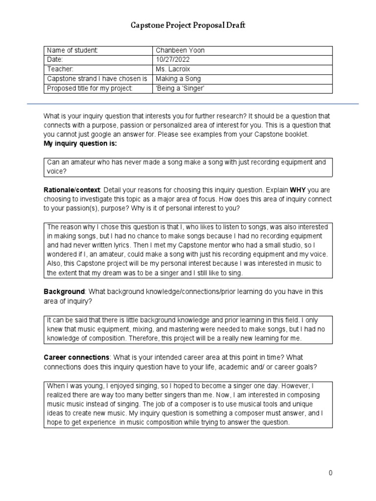 Use This One Edited Capstone Project Propos Pdf Mentorship Cognition