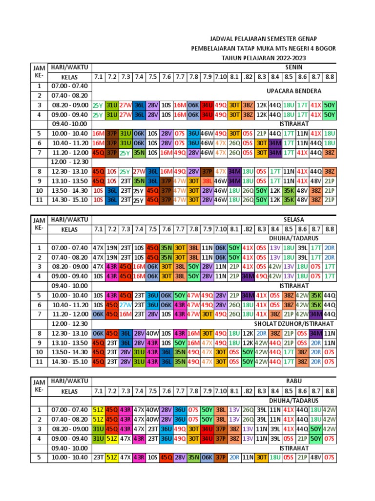 Anfal Jadwal KBM Genap 2022-2023 Ok | PDF