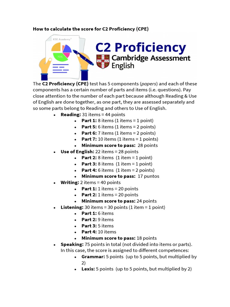 How To Calculate The Score For C2 Proficiency | PDF