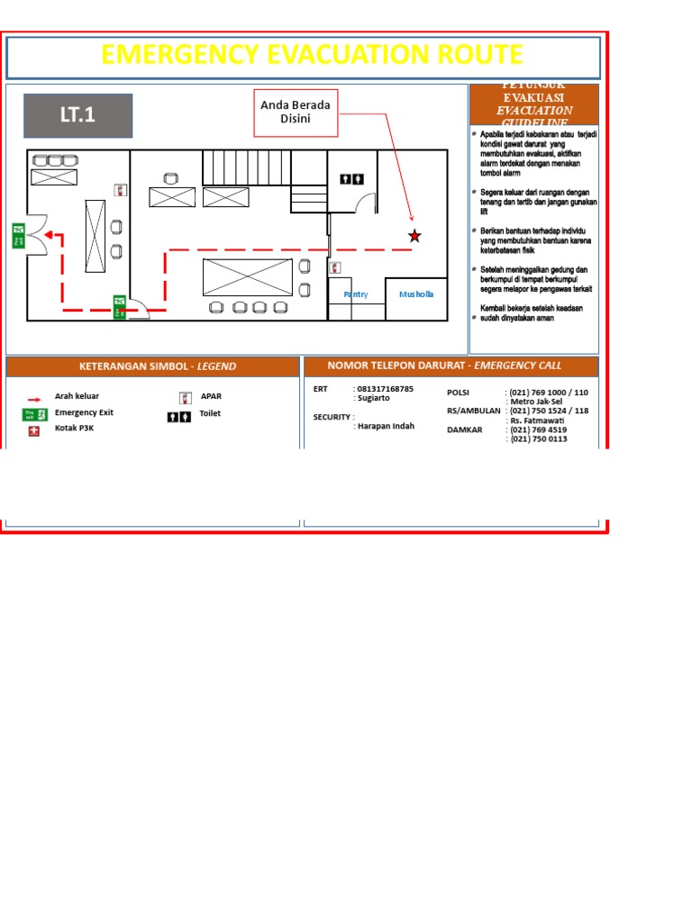 Contoh Design Layout Rute Evakuasi & Apar | PDF