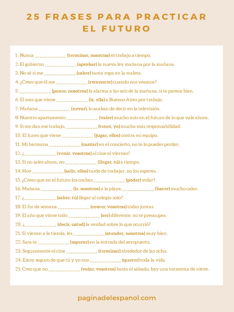 25 Frases para Practicar El Futuro | PDF