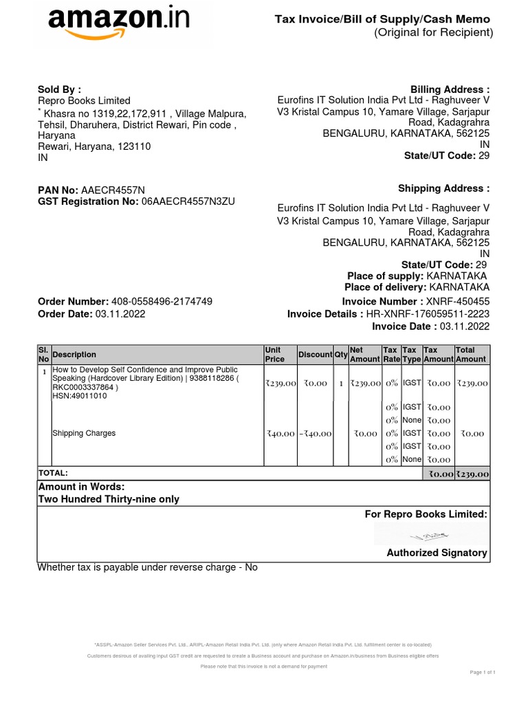 Repro Books Invoice for Order 408-0558496 | PDF | Invoice | Government ...