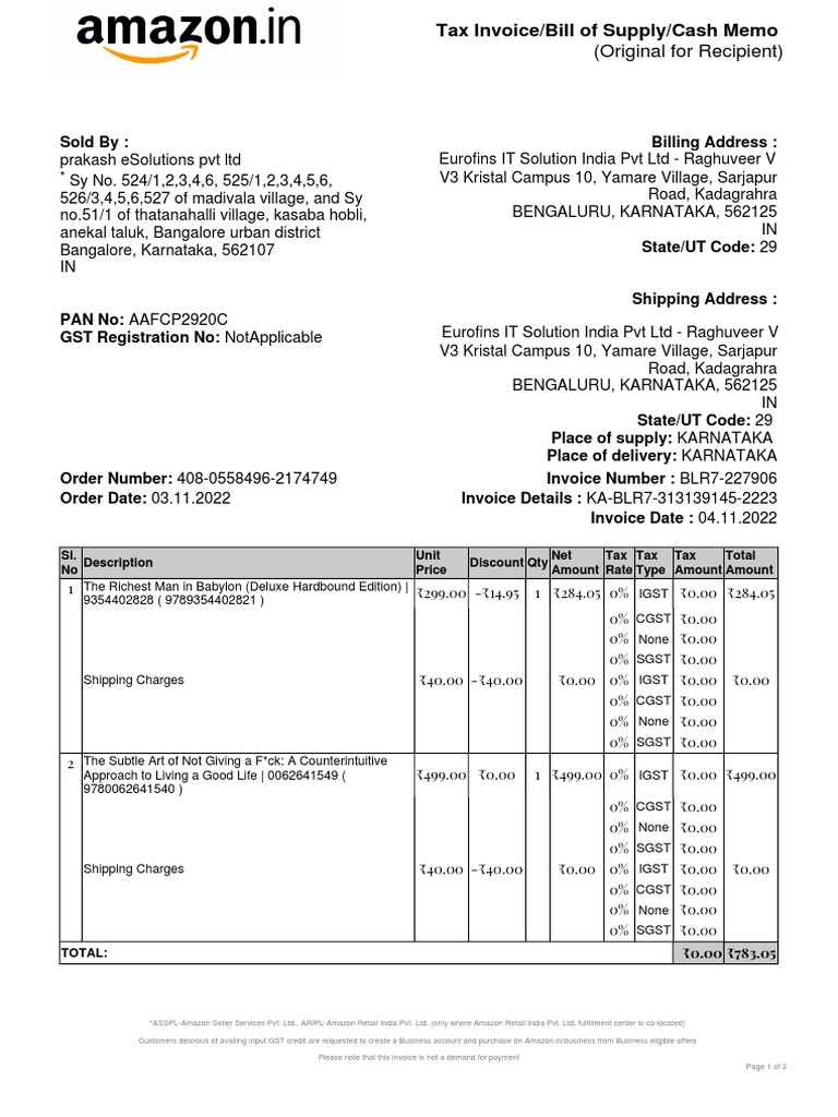 Amazon Invoice Books 6 | PDF | Invoice | Government