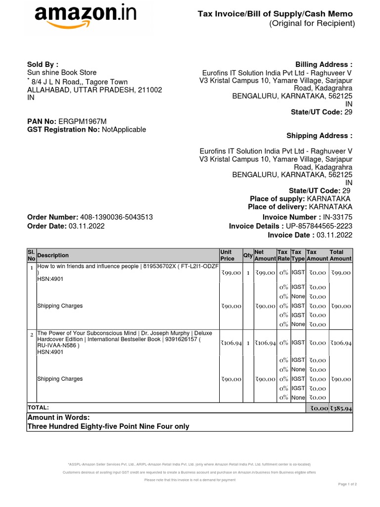 Amazon Invoice Books 5 | PDF | Invoice | Taxation