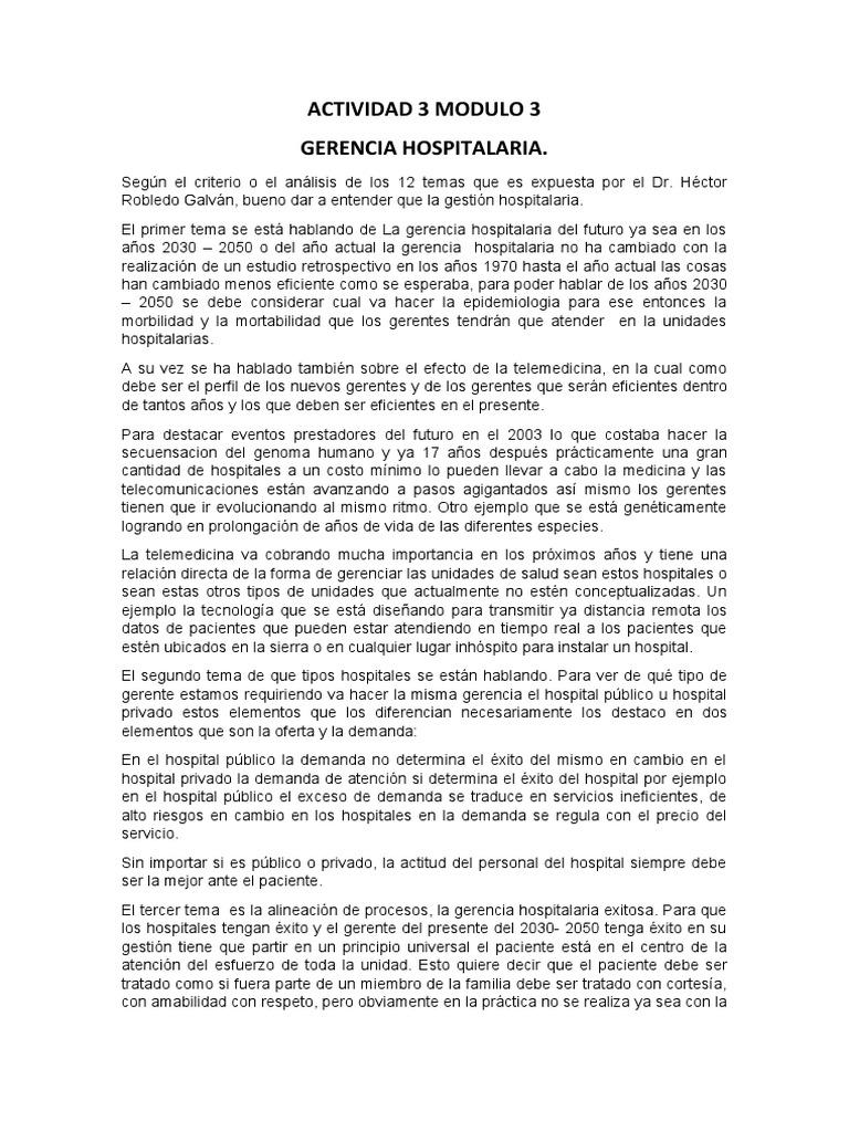 Actividad 3 Modulo 3 | PDF | Hospital | Presupuesto