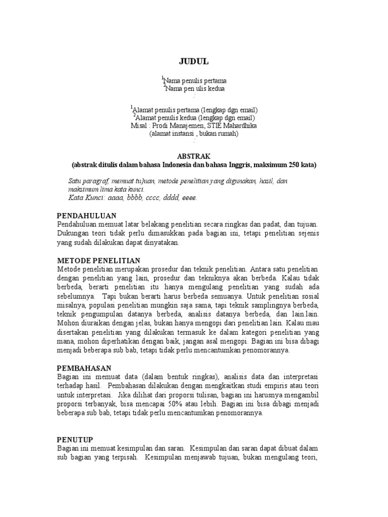 Aturan Penulisan Artikel Jurnal Ilmiah Pdf