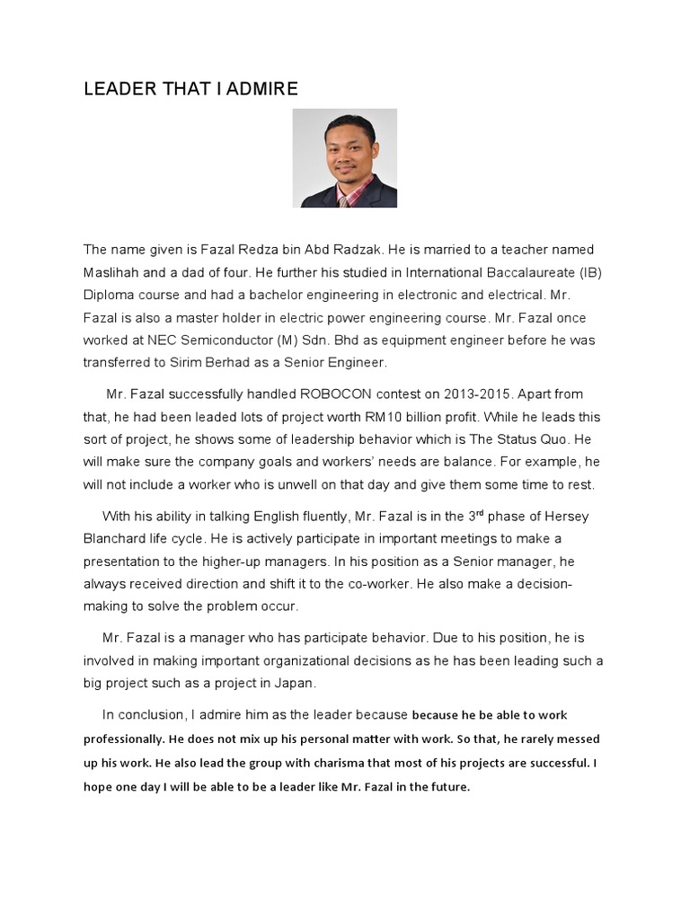 Leader That I Admire The Most | PDF