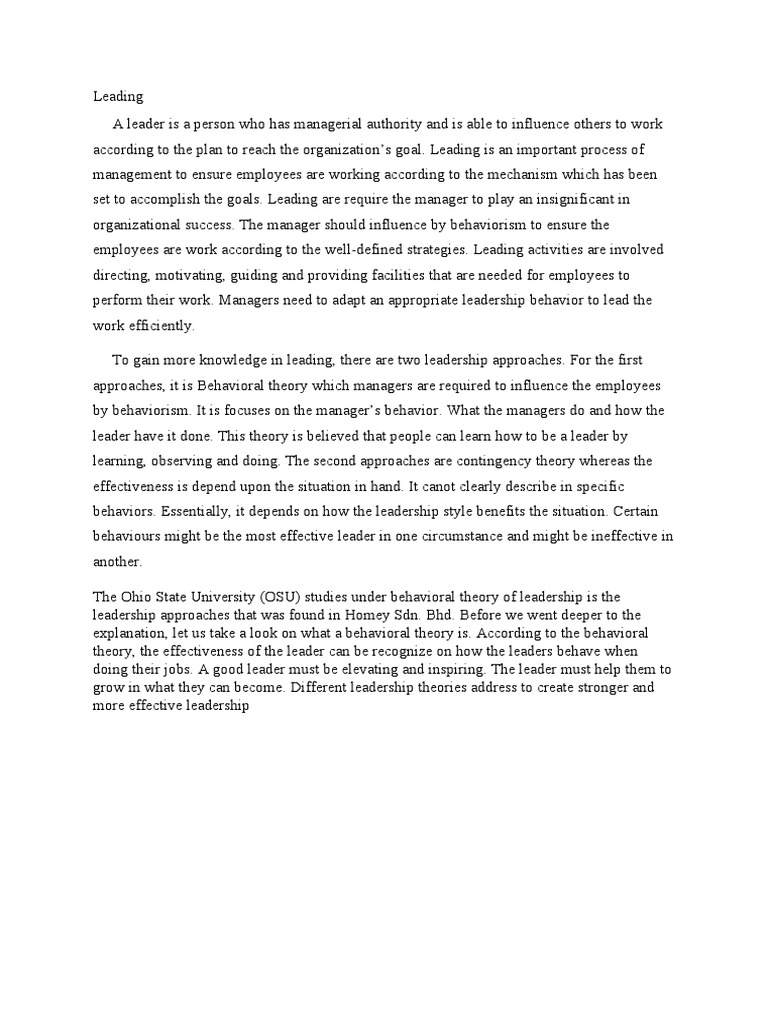 An Overview of Leadership Theories and Approaches for Effective Management | PDF