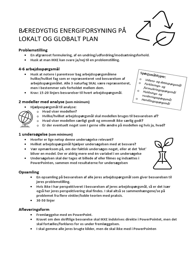 Baeredygtig Energiforsyning Paa Lokalt Og Globalt Plan | PDF