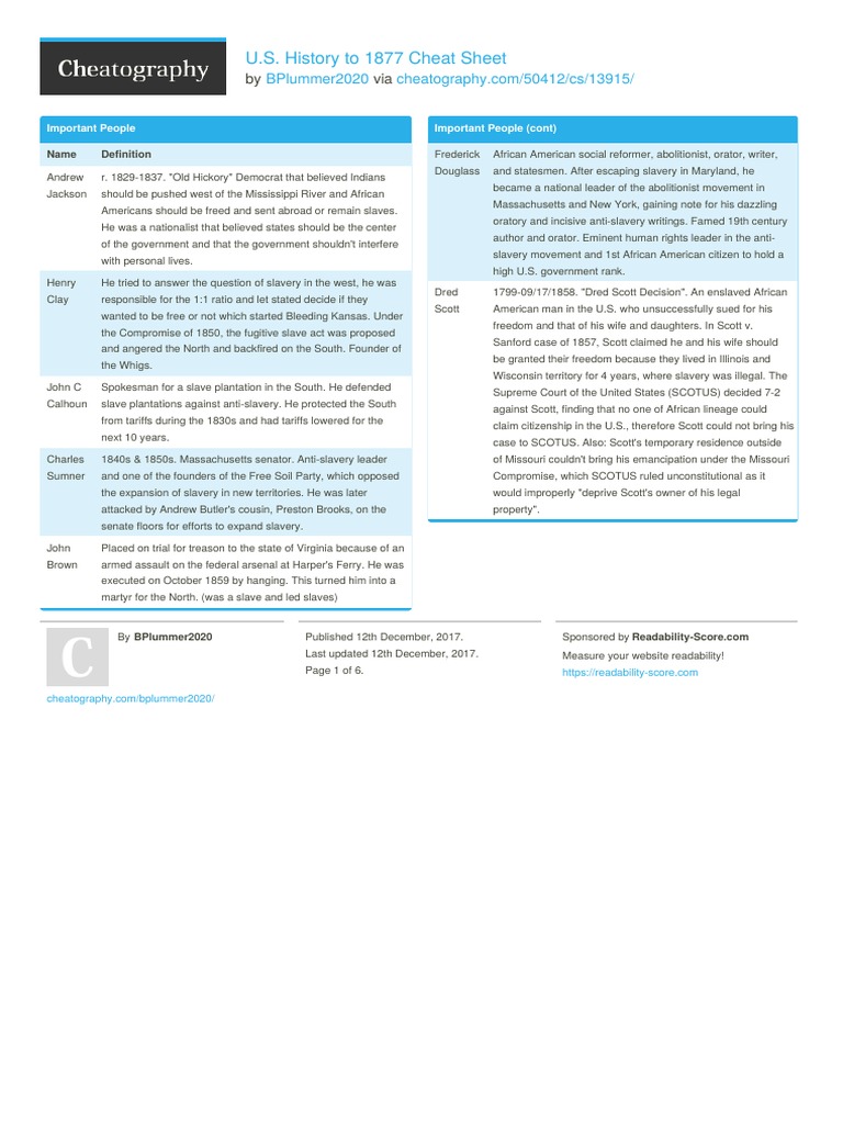 GSS - US History To 1877 | PDF