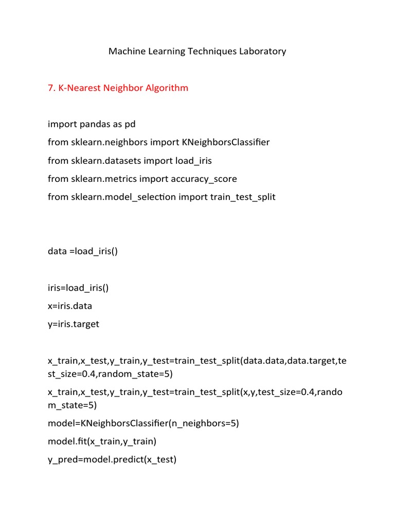 Machine Learning Techniques Laboratory Manual | PDF
