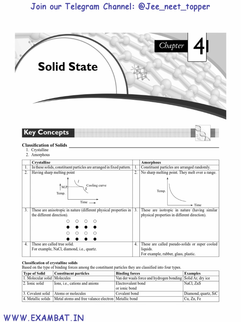 Solid State Complete Chapter Notes For IIT-JEE @jee - Crack | PDF