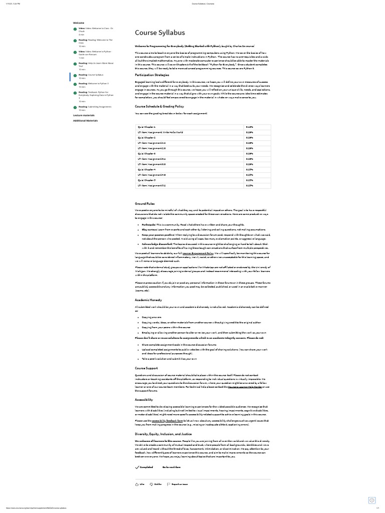 Course Syllabus - Coursera | PDF | Learning | Disability