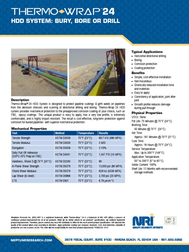 Thermo-Wrap 24 HDD System Datasheet (JRS R1 - 07.24.13) English - Web | PDF | Corrosion ...