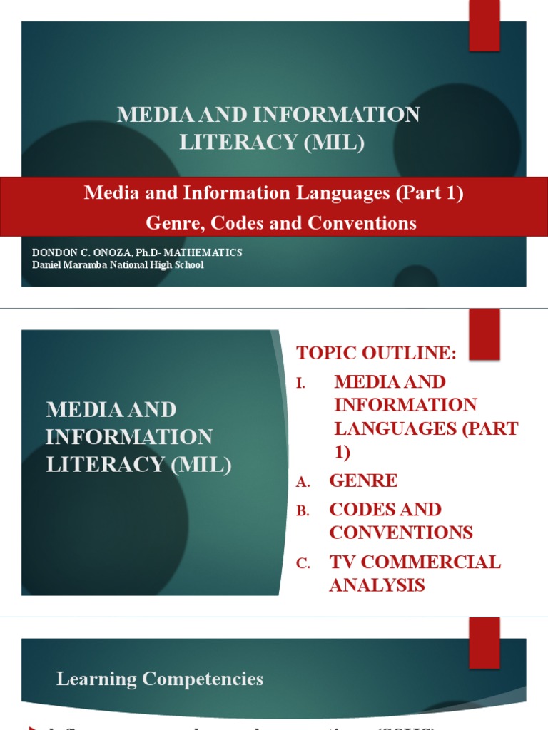 7.MIL 6. Media and Information Languages Part 1 Genre Codes and ...
