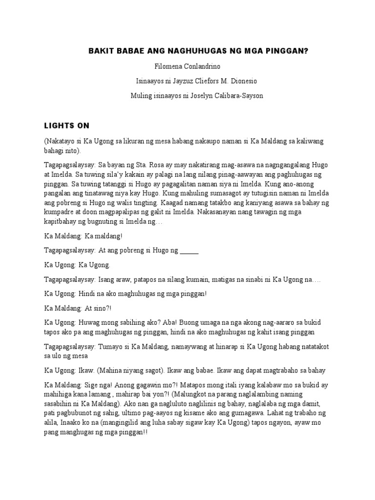 Bakit Babae Ang Naghuhugas NG Mga Pinggan | PDF