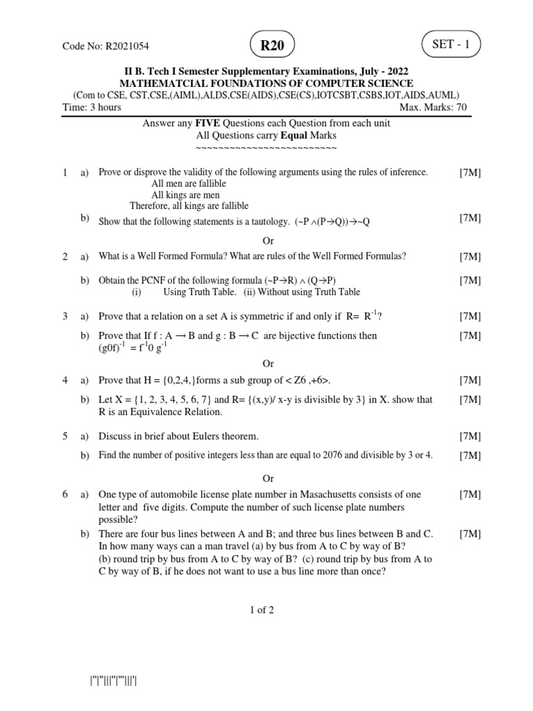Mathematical Foundations Exam Questions | PDF | Recurrence Relation ...