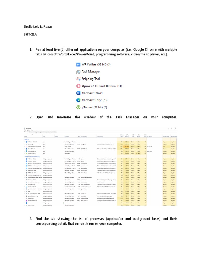 07-Laboratory-Exercise-1-Roxas-Shello | PDF | Input/Output | Process (Computing)