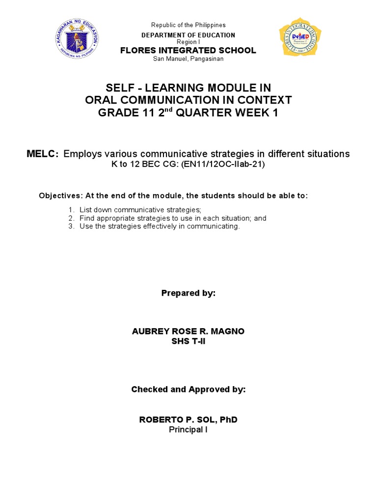 SLM Week 1 Q2 Oral Com Final | PDF