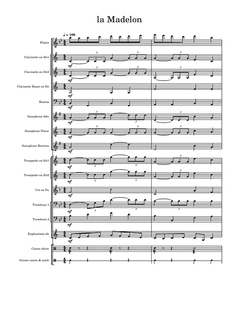 La Madelon Partitions Reduite Pour Exterieur-Conducteur Et Parties | PDF | Orchestras | Reed ...