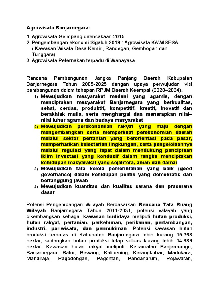 Agrowisata Banjarnegara | PDF