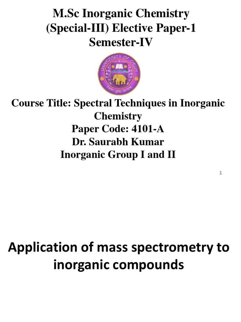 4101-A - Application of Mass Spectrometry To Inorganic Compounds | PDF ...