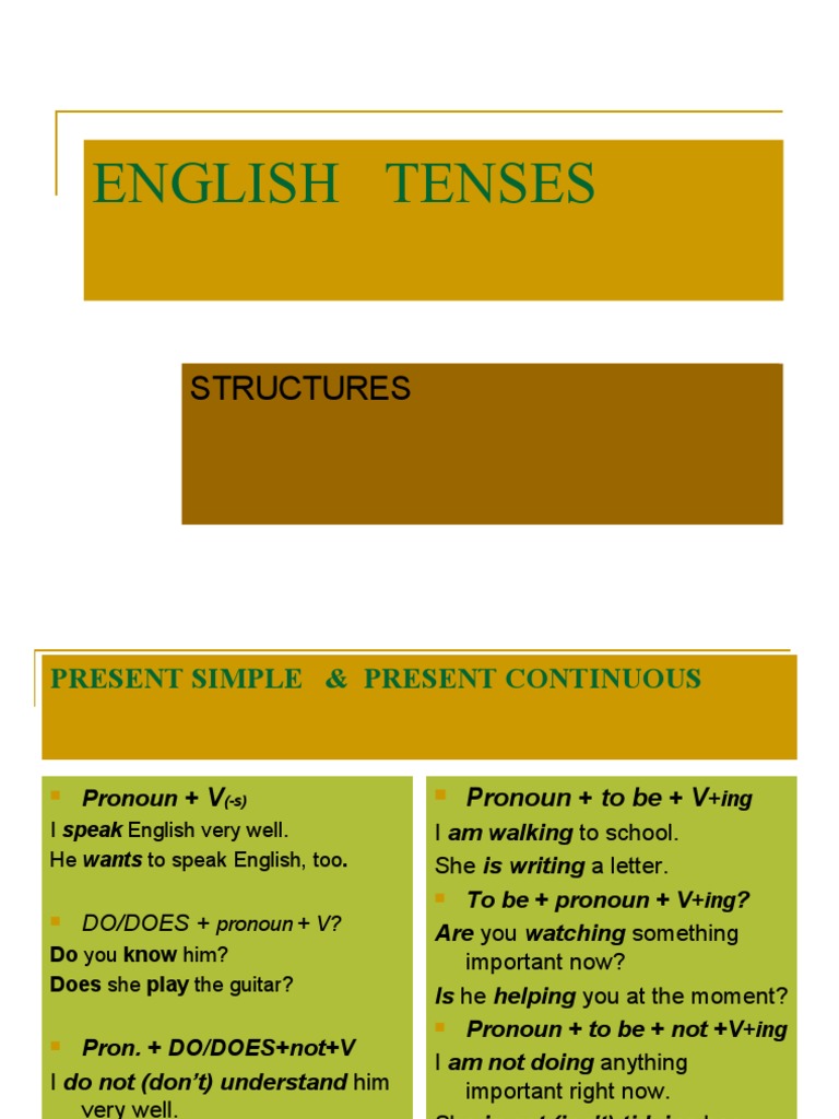 0english Tenses | PDF | Grammatical Tense | Linguistics