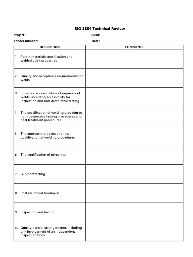 ISO 3834 Welding Technical Review | PDF