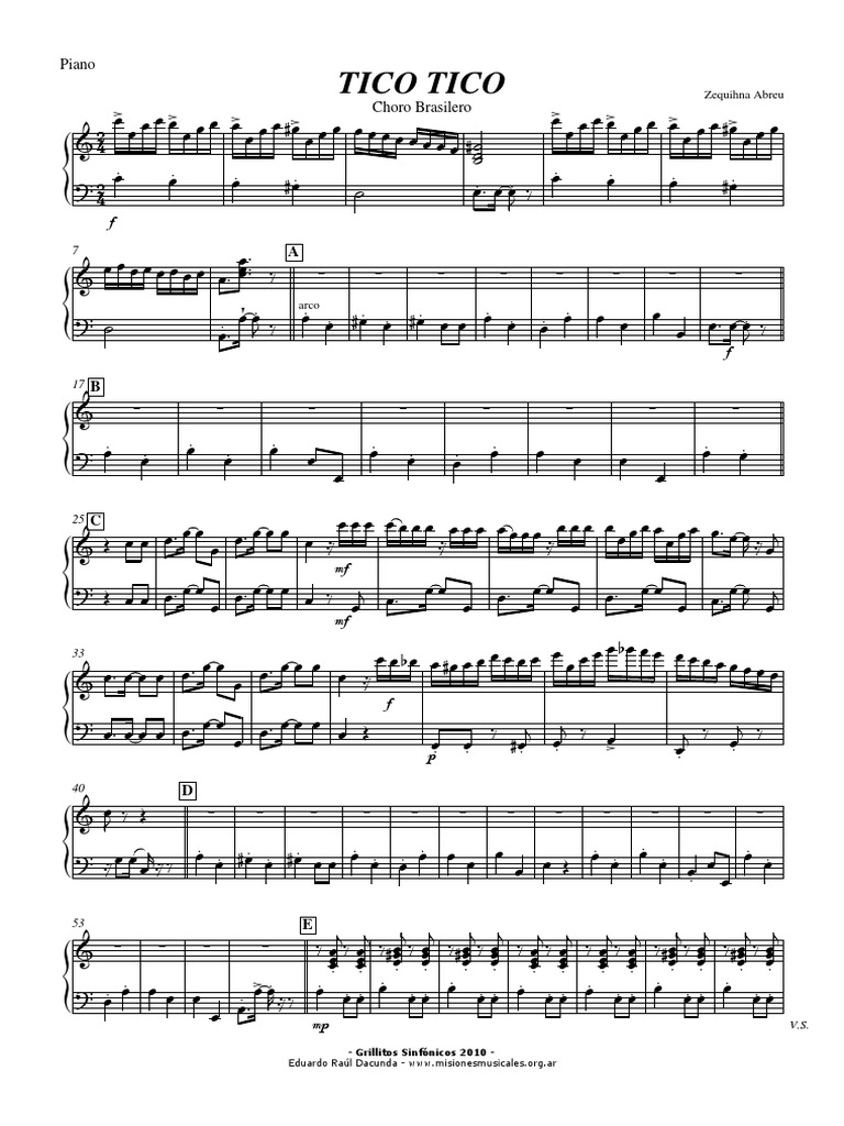 Tico Tico - 2010 - Version 003 - Grillitos Piano | PDF