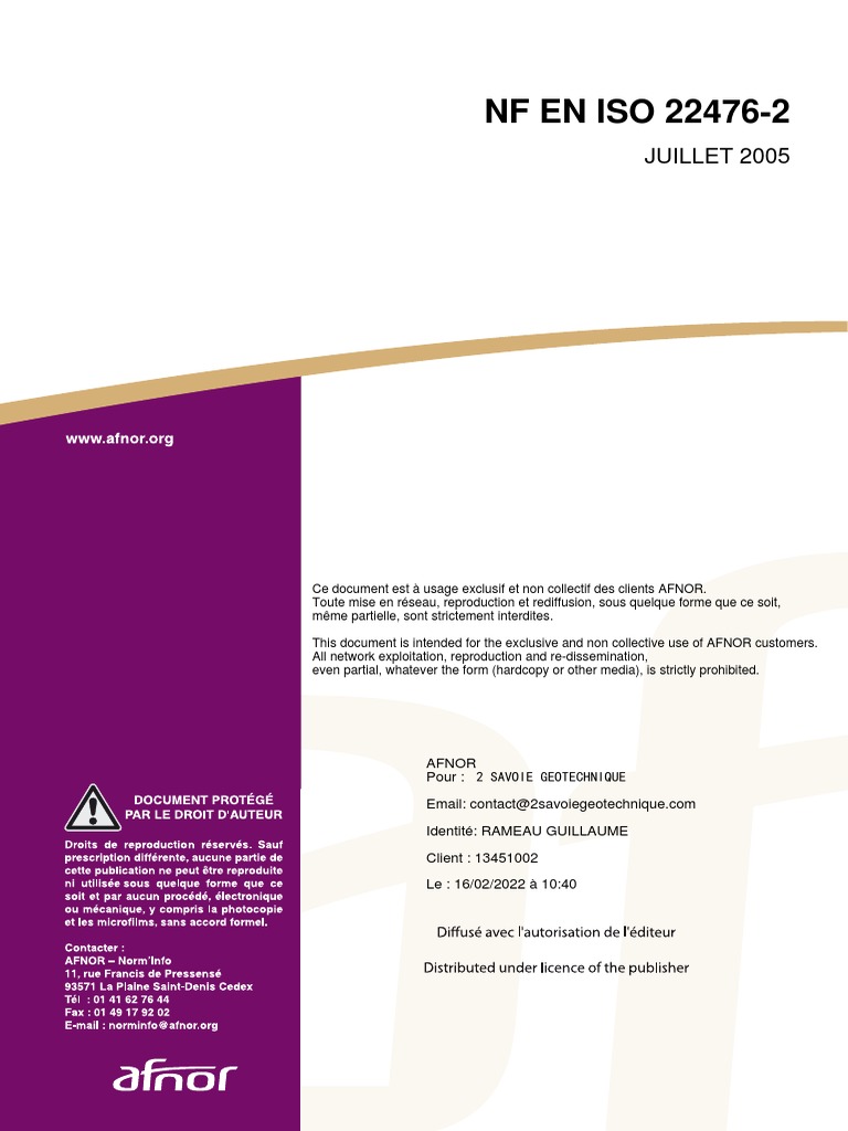 NF en Iso 22476-2 | PDF