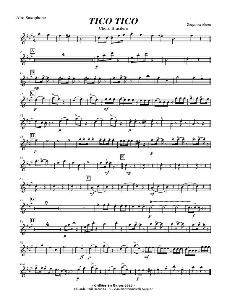 Tico Tico - 2010 - Version 003 - Grillitos Saxo Alto | PDF