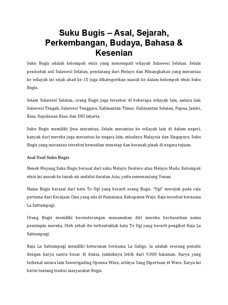 Suku Bugis | PDF
