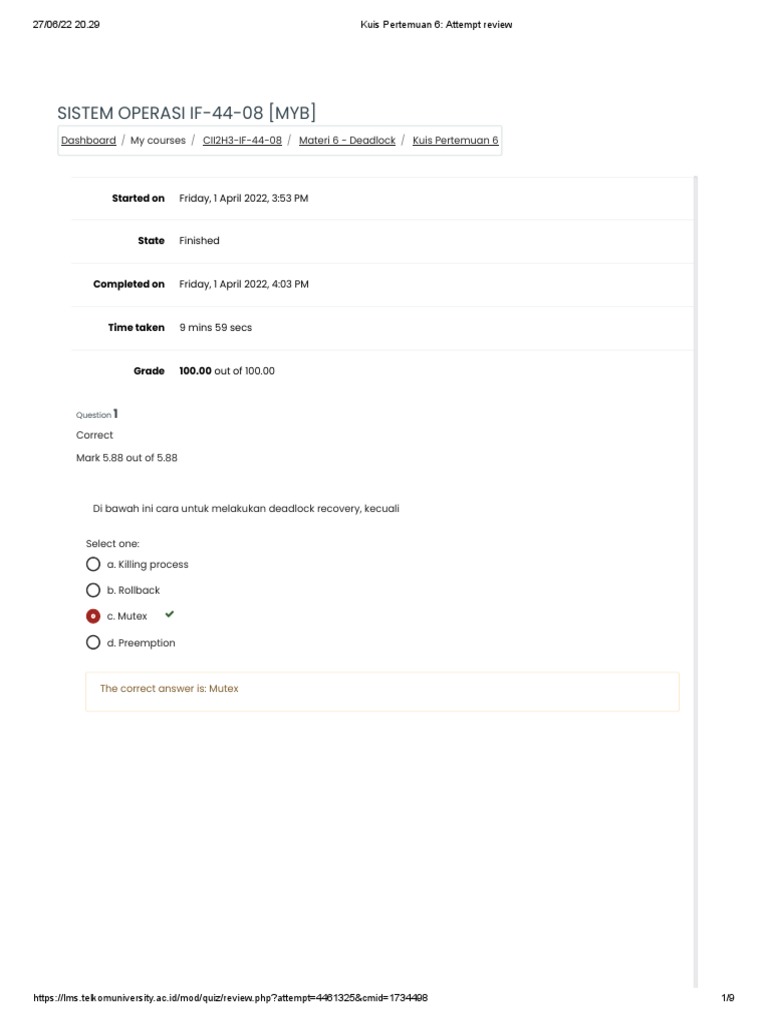 Kuis Pertemuan 6 - Attempt Review | PDF