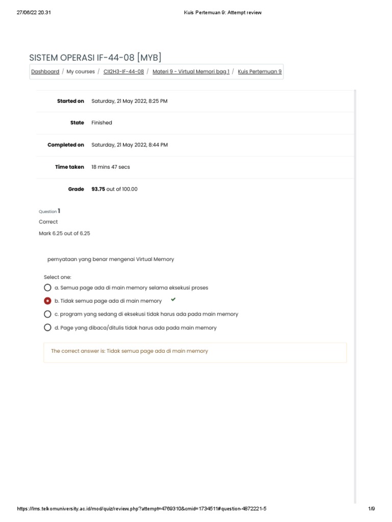 Kuis Pertemuan 9 - Attempt Review | PDF