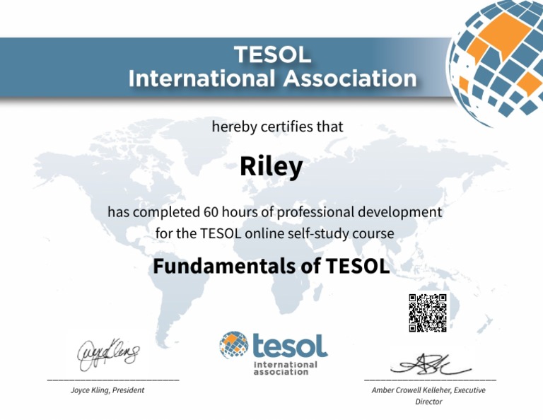 TESOL Course Completion Certificate | PDF