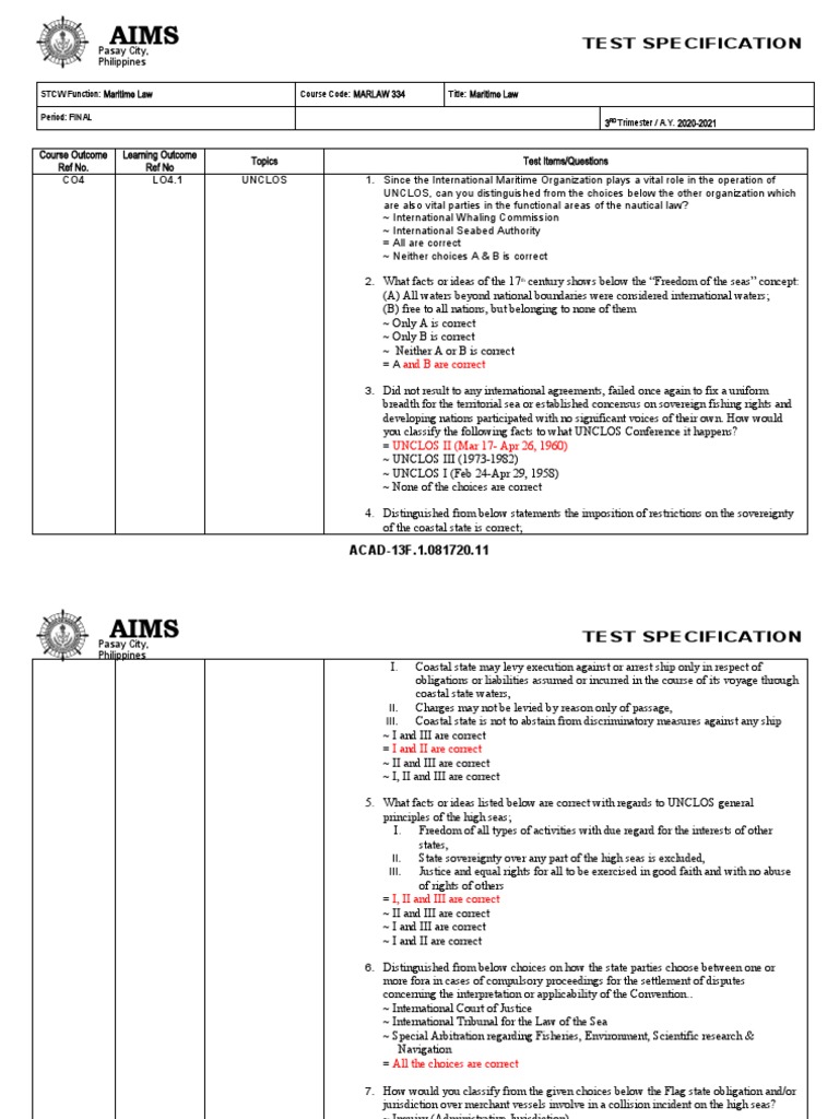 Marlaw Final Exam | Download Free PDF | United Nations Convention On ...