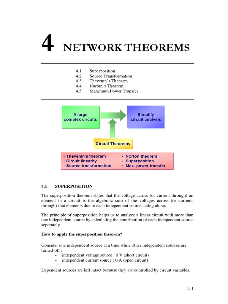 Chapter 4 Network Theorems | PDF | Electrical Network | Electronic Engineering