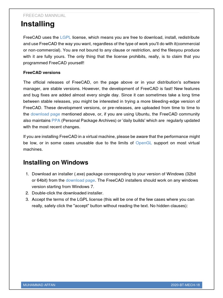 FREECAD MANNUAL (Installing) | PDF | Computer Architecture | Software Development