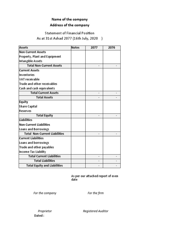 FS Format NFRS | PDF | Goodwill (Accounting) | Expense