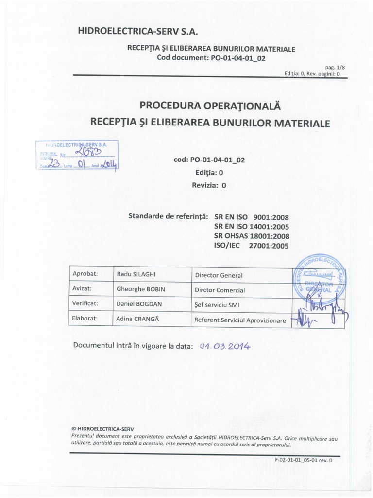 Receptia Si Eliberarea Bunurilor Materiale | PDF