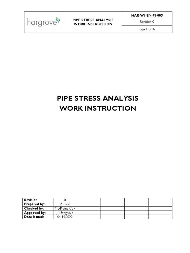 Pipe Stress Analysis Work Instruction | PDF | Pipe (Fluid Conveyance ...
