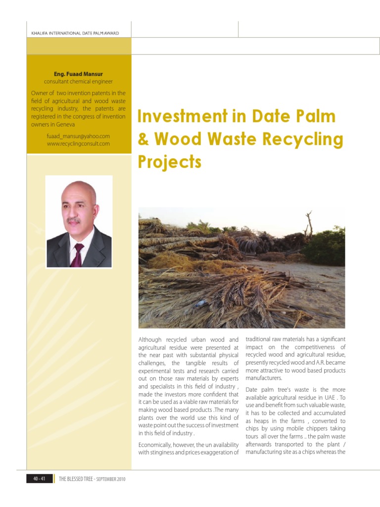 Date Palm & Wood Waste Recycling Investment | PDF | Recycling | Wood