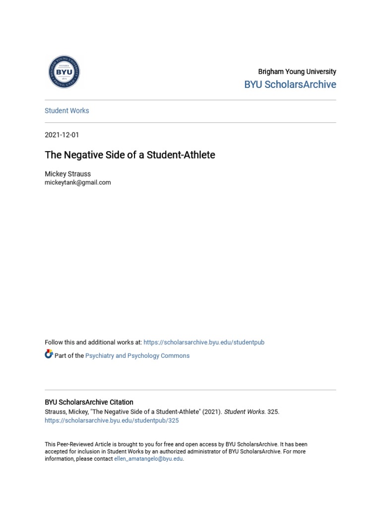 The Negative Side of A Student-Athlete | PDF | Stress (Biology) | Self ...