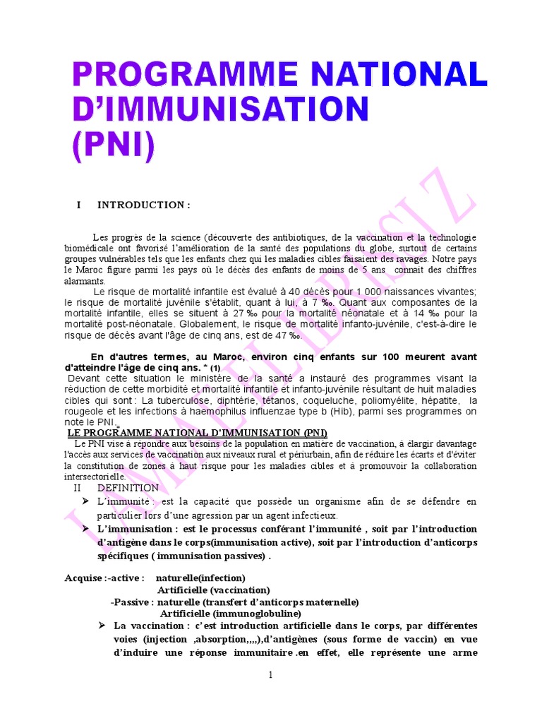 Vaccination PNI et mortalité infantile au Maroc | PDF | Vaccins ...