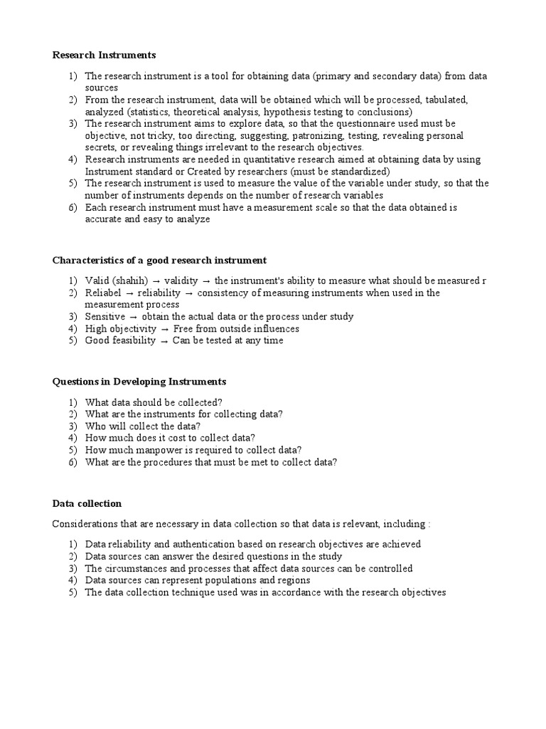 Research Instruments | PDF