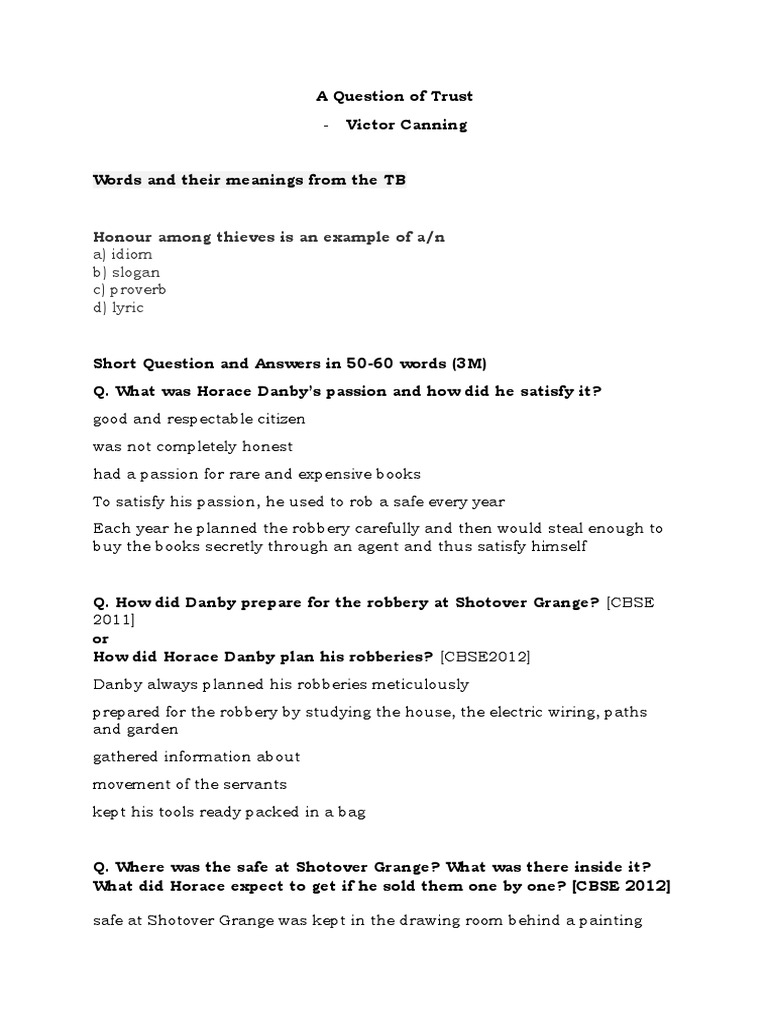 A Question of Trust Notes | PDF