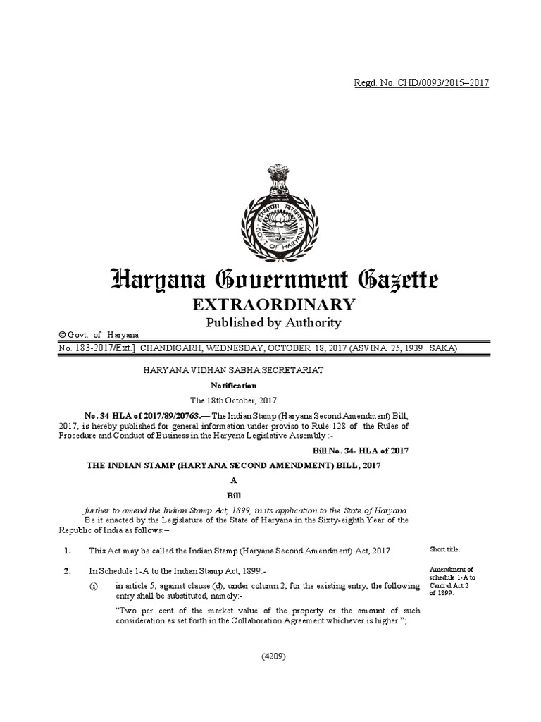 Haryana Bill No. 34 of 2017 | PDF | Futures Contract