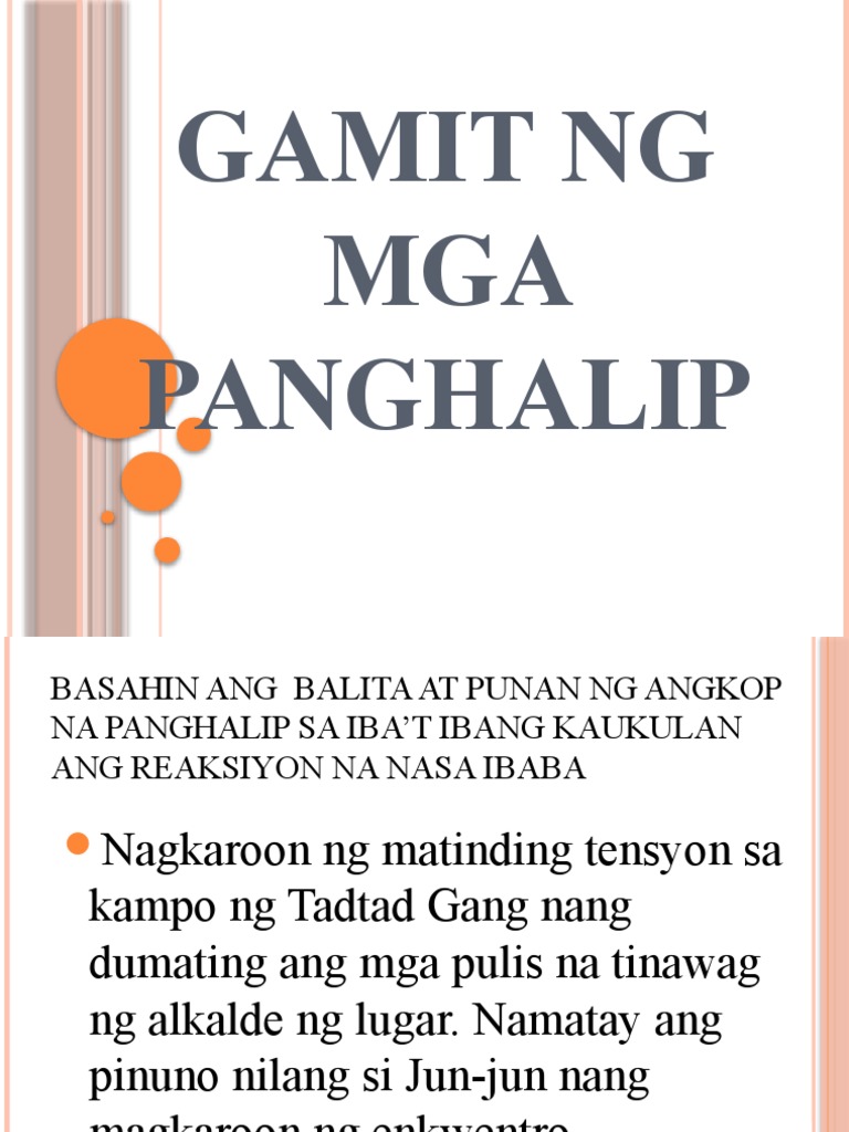 Gamit NG Mga Panghalip | PDF