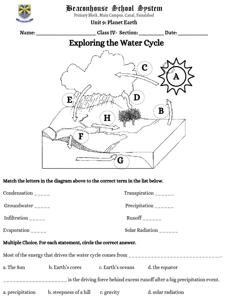 Exploring The Water Cycle Pre-Post Assessment PDF | PDF | Water Cycle ...